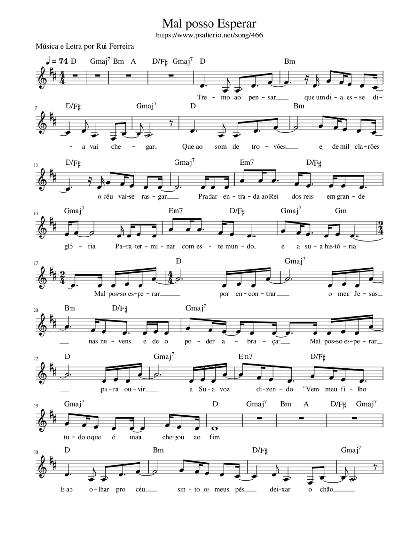 Mal posso Esperar (466) Sheet music for Piano (Solo) Easy | Musescore.com