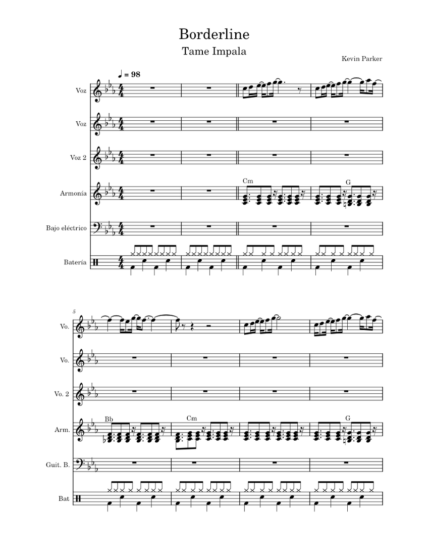Borderline – Tame Impala v.2 Sheet music for Piano, Violin (Piano-Voice ...