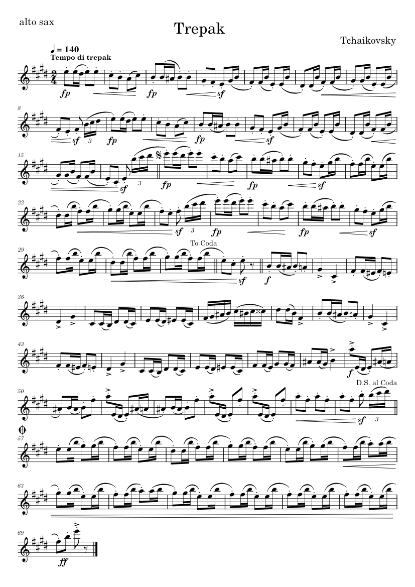 Tchaikovsky Trepak (Russian Dance) from The Nutcracker Sheet music for ...