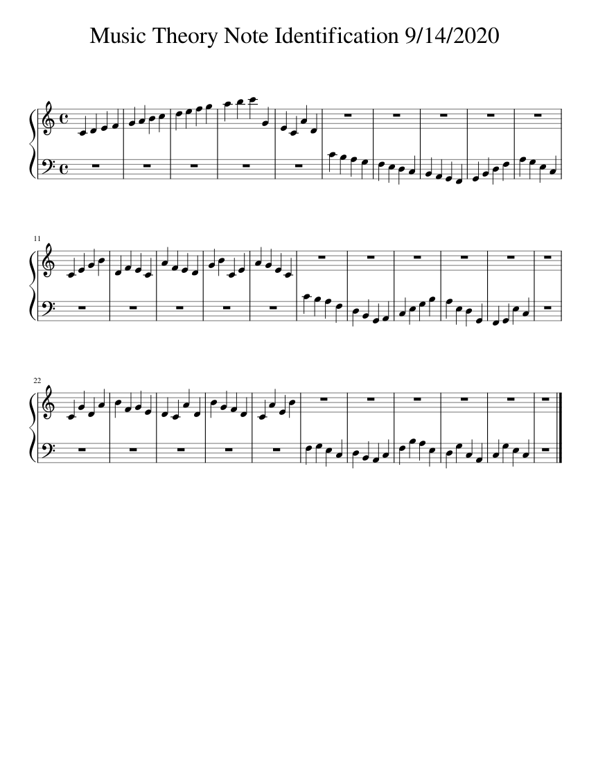 Music_Theory_Note_Identification_9_14_2020 Sheet music for Piano (Solo ...