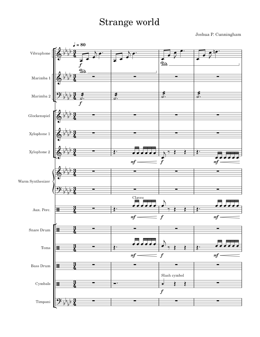Untitled score Sheet music for Tuba, Timpani, Vibraphone, Glockenspiel ...