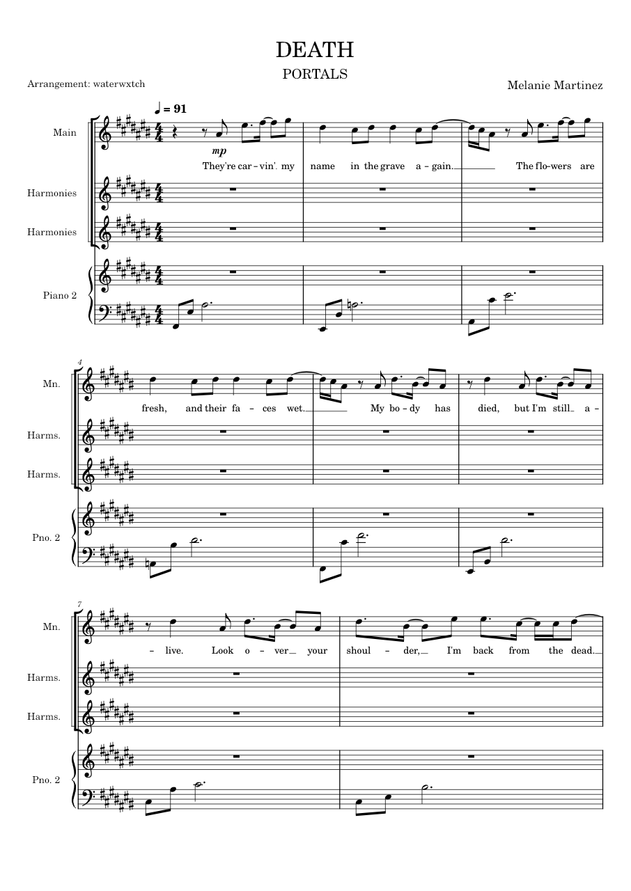 DEATH – Melanie Martinez Sheet music for Piano, Flute (Mixed Ensemble ...