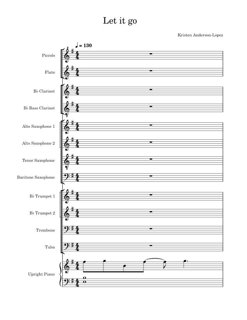 Let it go Sheet music for Piano, Trombone, Tuba, Flute piccolo & more ...