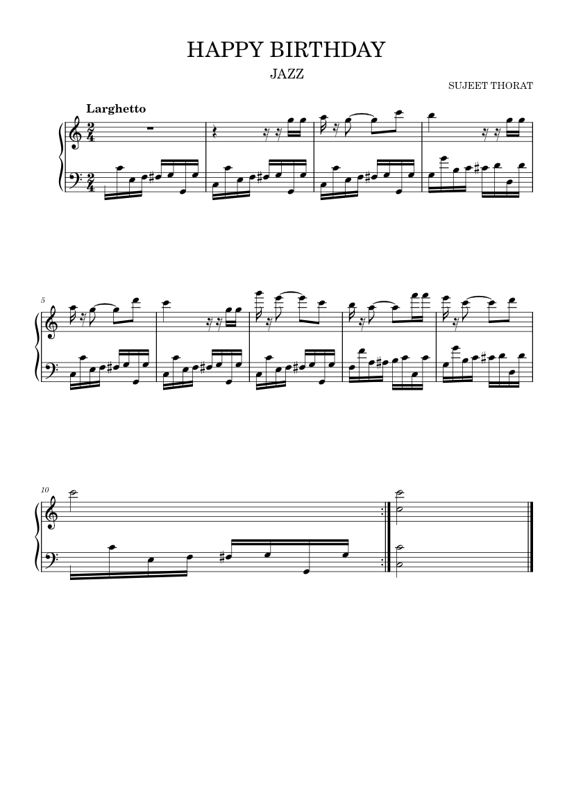 HAPPY BIRTHDAY IN JAZZ Sheet Music for Piano (Solo) easy | MuseScore.com