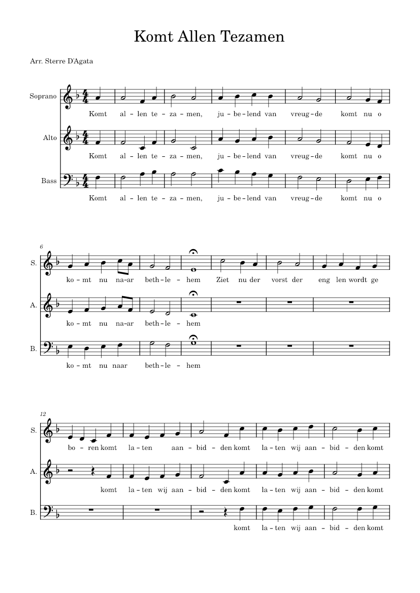 O come, all ye faithful – Joseph Barnby Komt Allen Tezamen SAB Sheet ...