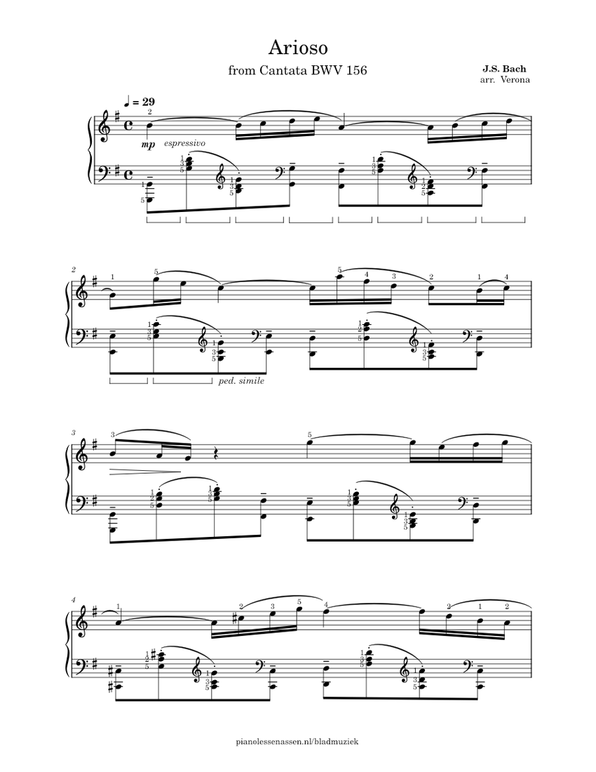 Bach - Arioso from Cantate BWV 156 Sheet music for Piano (Solo ...
