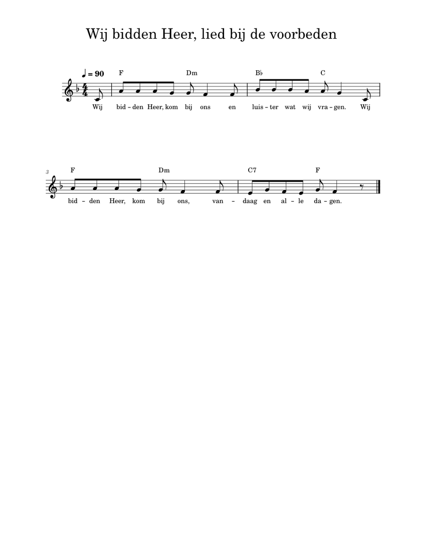 Wij bidden Heer – onbekend 4. Voorbede Sheet music for Piano (Women’s ...