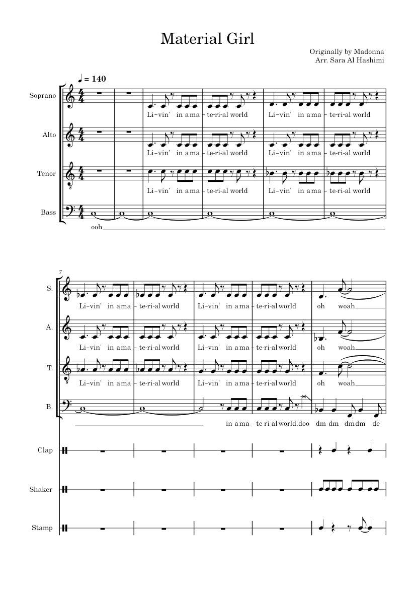 Material Girl Sheet music for Bass guitar, Drum group, Trumpet other (A ...