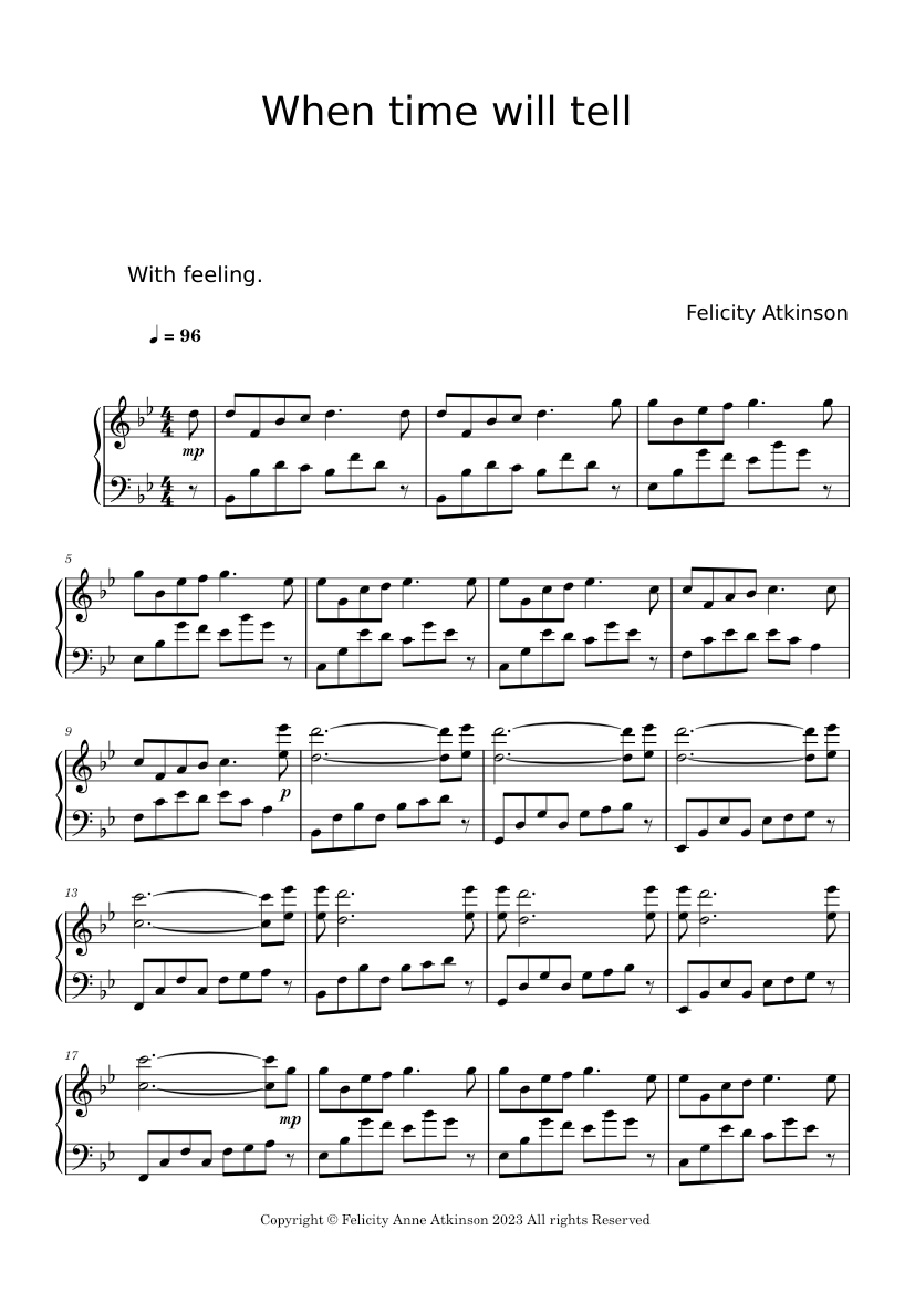 Time will tell.. Sheet music for Piano (Solo) Easy | Musescore.com