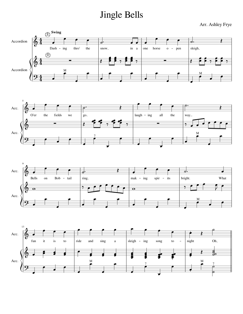 Jingle Bells (Duet) Sheet music for Accordion (Mixed Duet) | Musescore.com