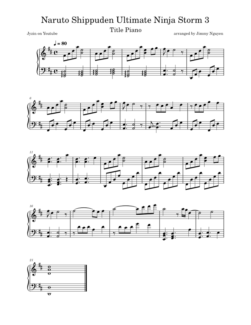 Title Piano - Naruto Shippuden Ultimate Ninja Storm 3 Sheet music for ...