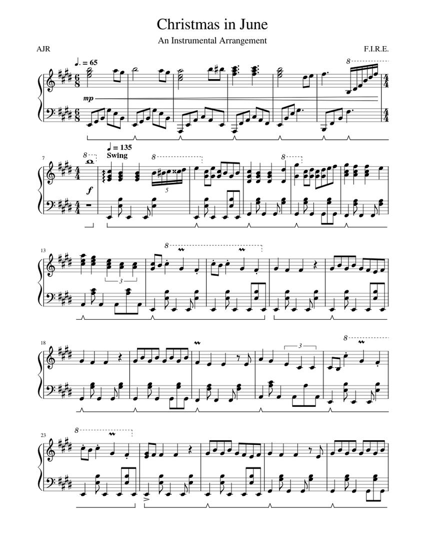 AJR - Christmas in June Sheet music for Piano (Solo) | Musescore.com