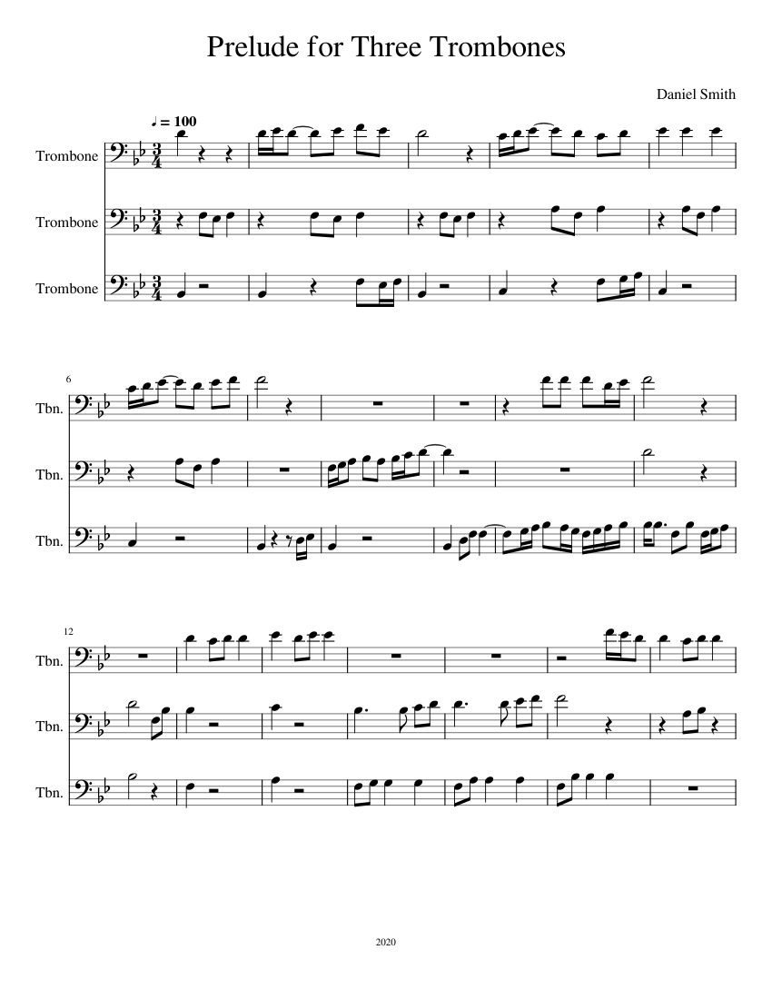 Prelude_for_Three_Trombones Sheet music for Trombone (Brass Trio ...