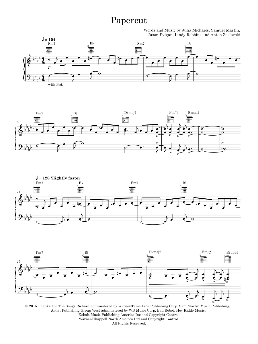 papercut Sheet music for Piano, Vocals by Zedd: Music Notes by MuseScore
