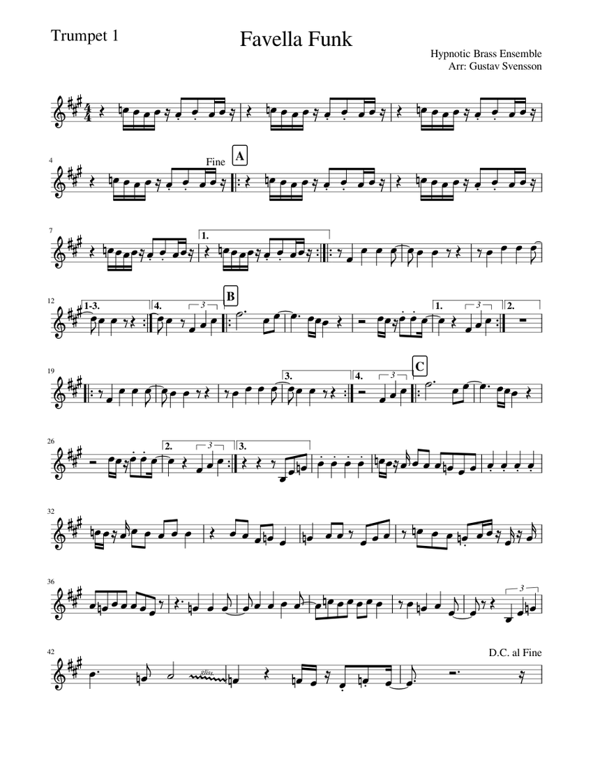 Favella Funk Trumpet 1 - piano tutorial