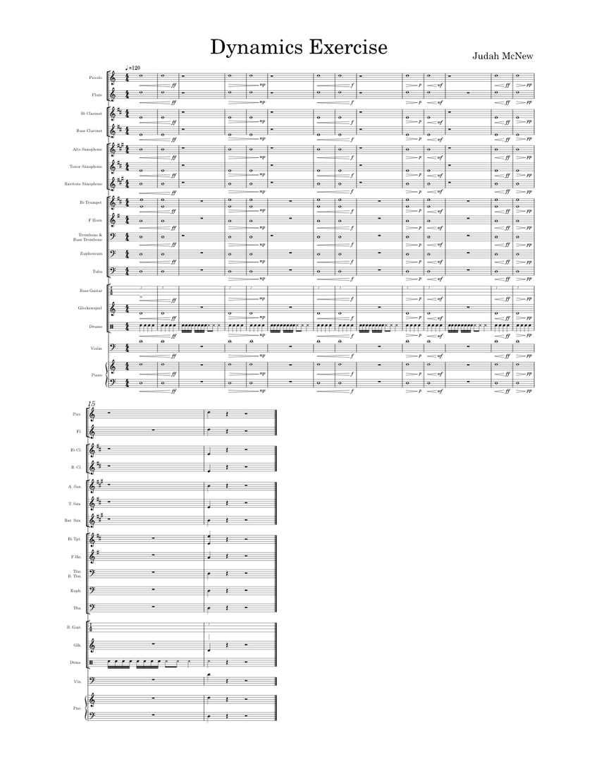 Dynamics_Exercise Sheet music for Piano, Trombone, Euphonium, Tuba ...