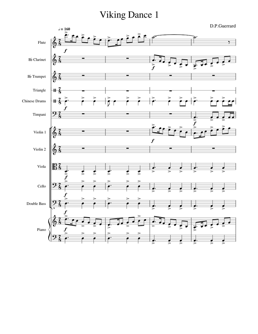 Viking Dance 1 Sheet music for Piano, Flute, Clarinet in b-flat ...