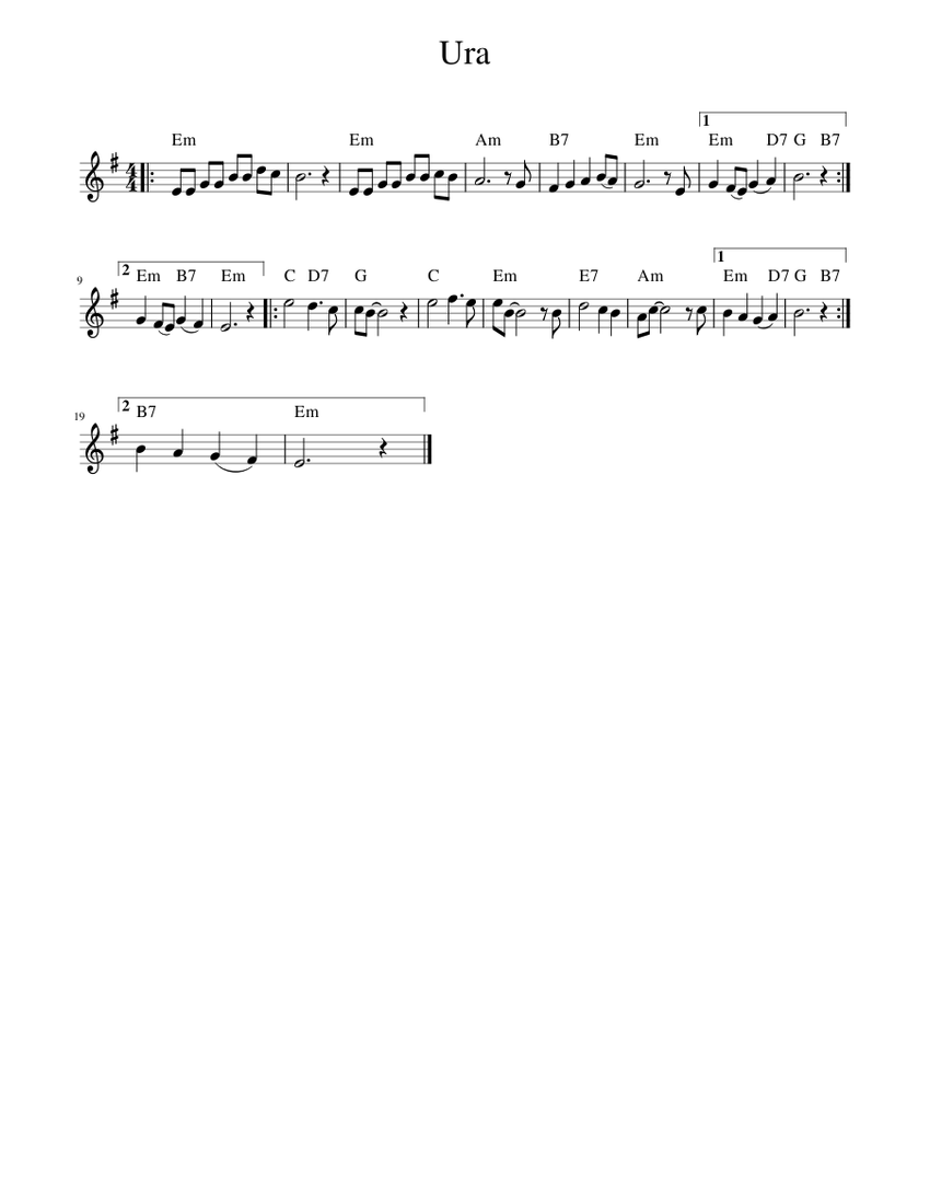 Ura Sheet music for Piano (Solo) | Musescore.com