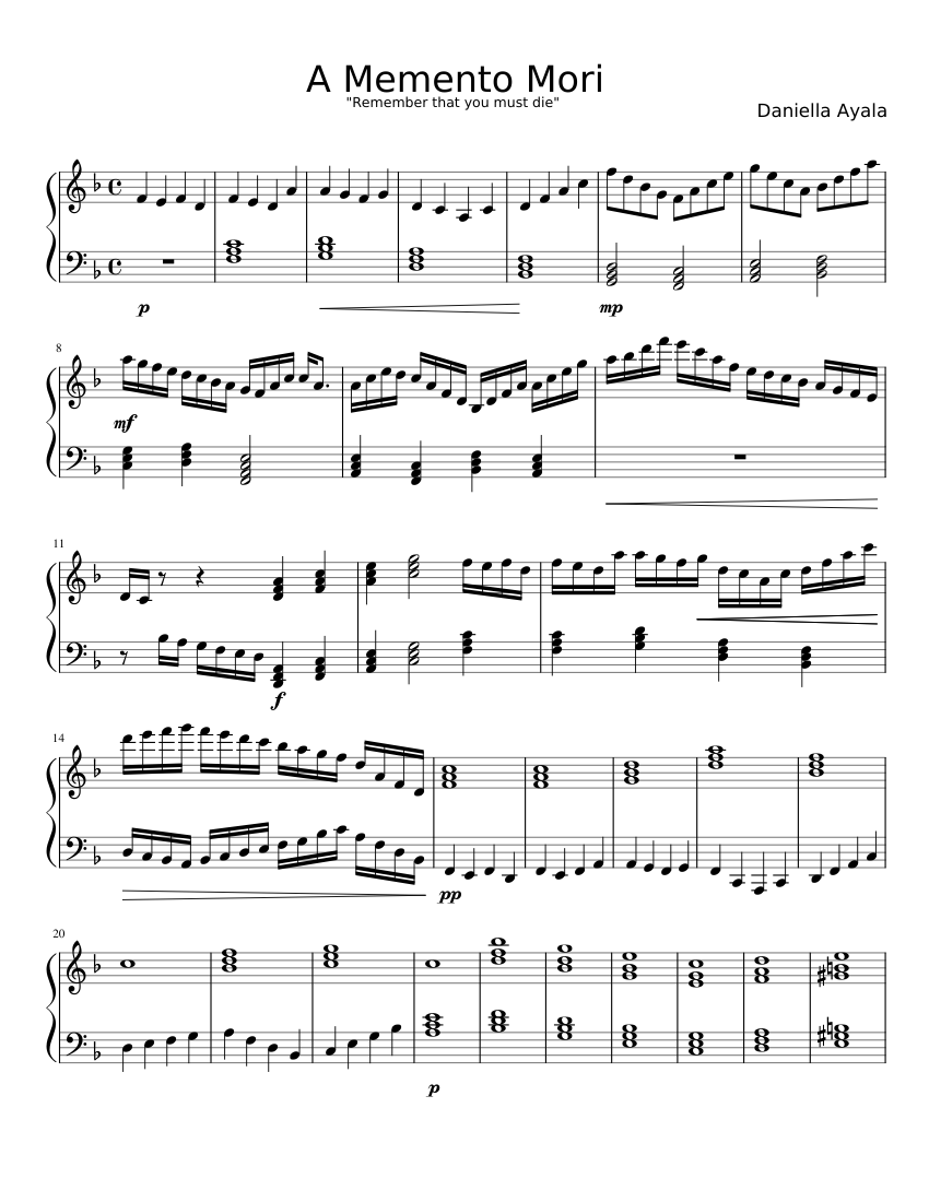 A Memento Mori Remember That You Must Die Sheet music for Piano (Solo ...