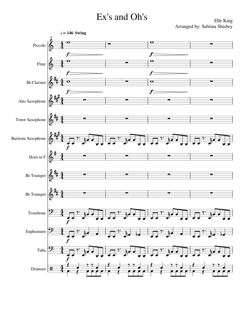 Ex's and Oh's Sheet music for Trombone, Euphonium, Tuba, Flute piccolo ...