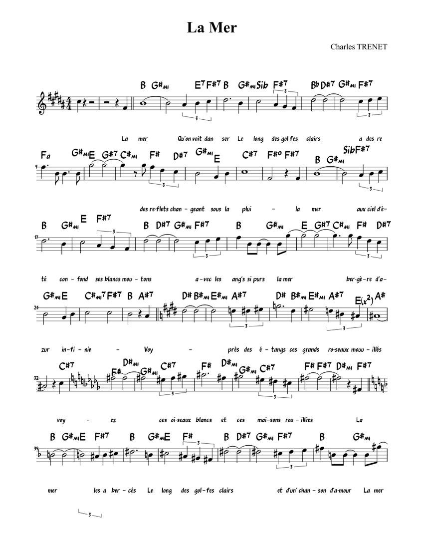 La Mer Sheet music for Saxophone alto (Solo) | Musescore.com