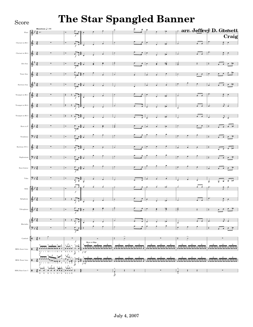 The Star Spangled Banner-For Marching Band Sheet music for Piano ...