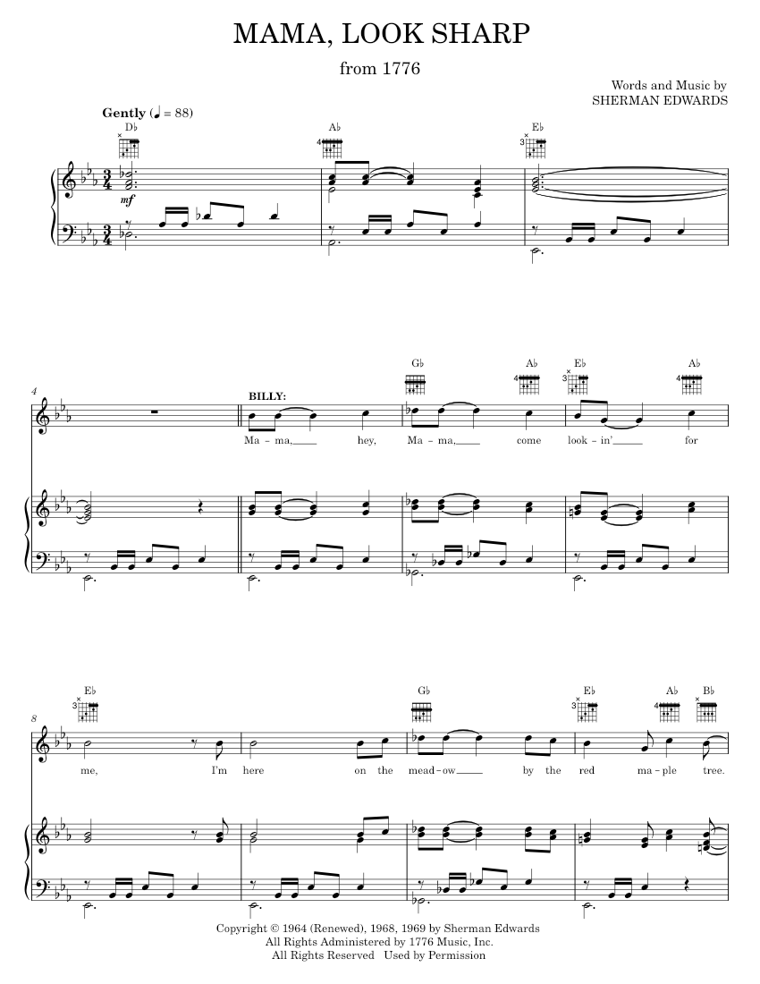 Mama, Look Sharp Sheet music for Piano, Vocals by Sherman Brothers ...