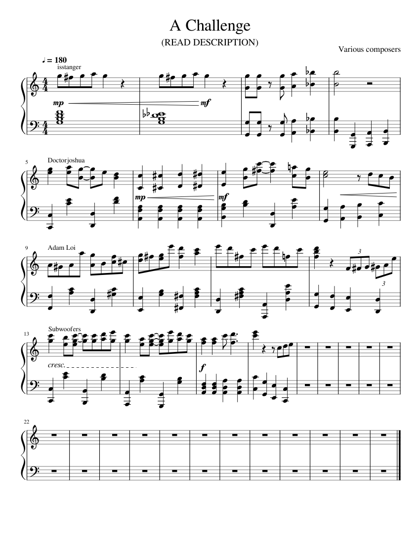 A Quarentine Challenge v.4 Sheet music for Piano (Solo) | Musescore.com