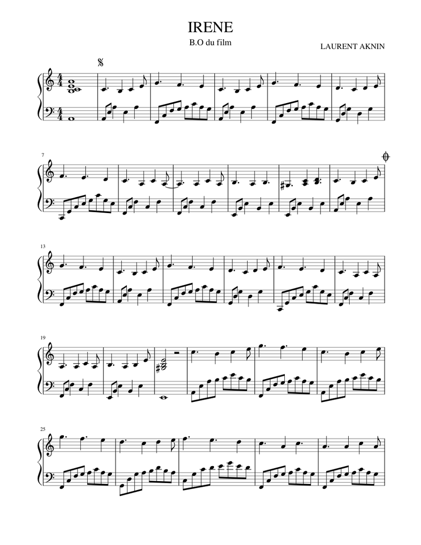 IRENE Sheet music for Piano (Solo) | Musescore.com
