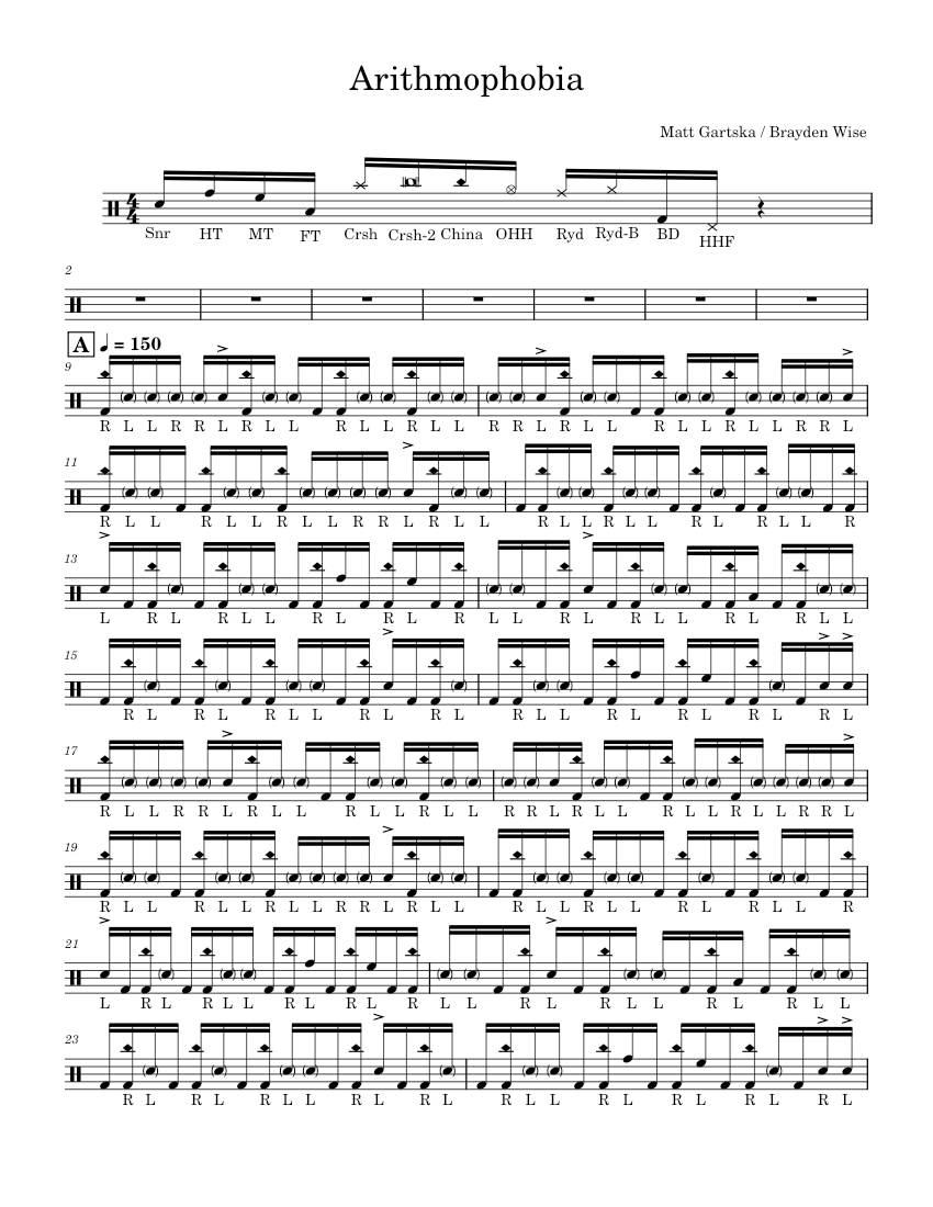 Arithmophobia - Animals As Leaders Sheet music for Drum group (Solo ...