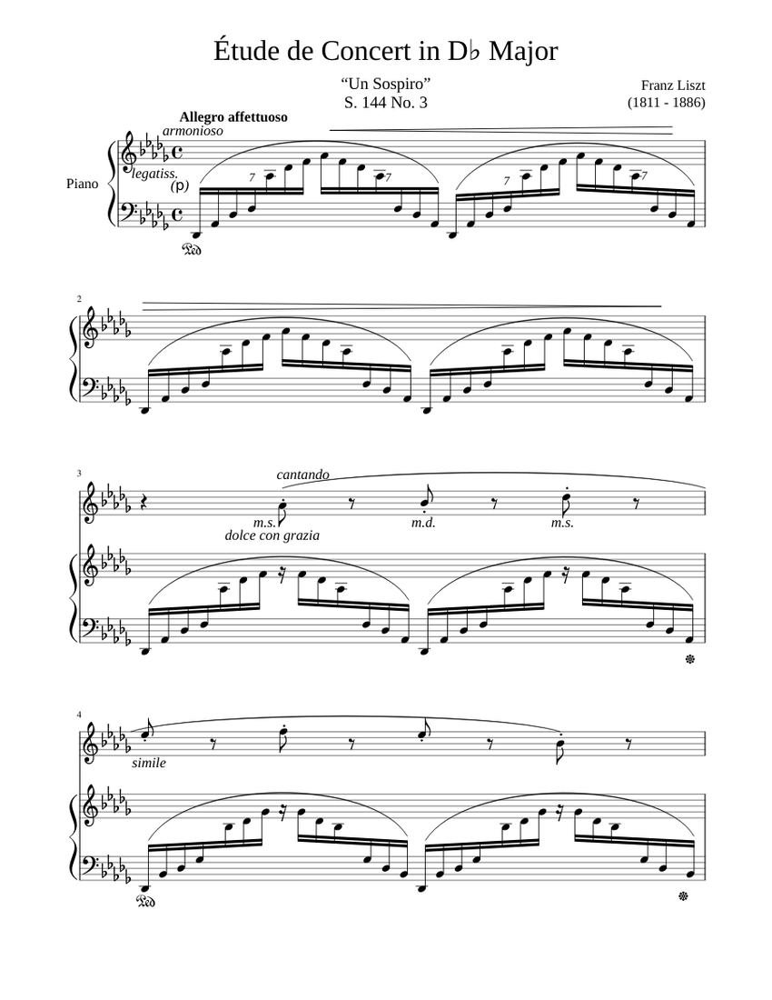 Étude de Concert in D♭ Major Sheet music for Piano (Solo) | Musescore.com