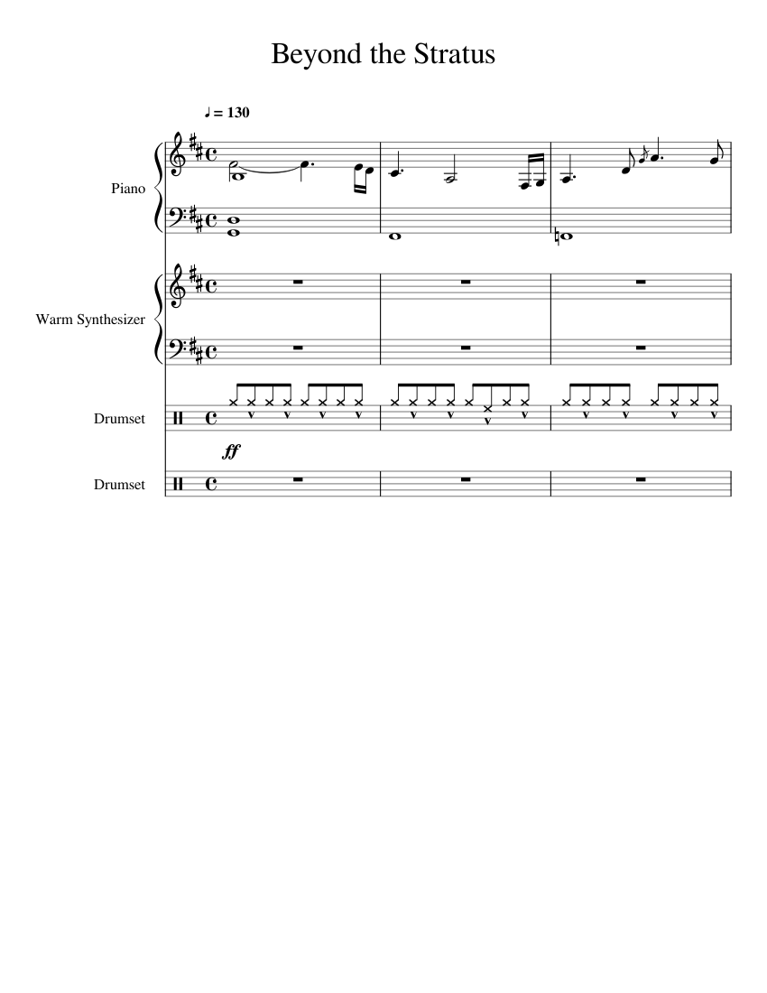 Deemo - Beyond the Stratus Sheet music for Piano, Drum group ...