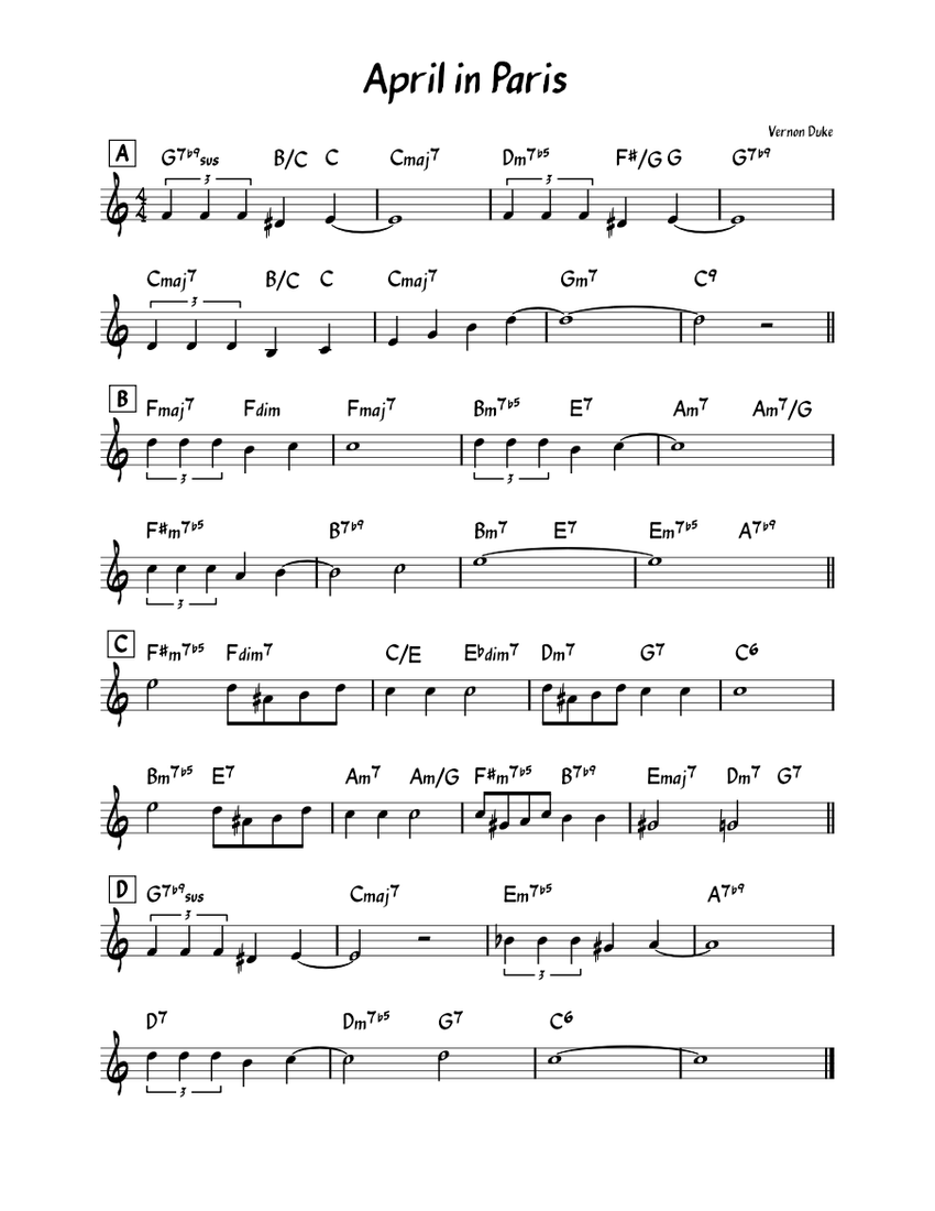 April In Paris – Vernon Duke Sheet music for Piano (Solo) Easy ...