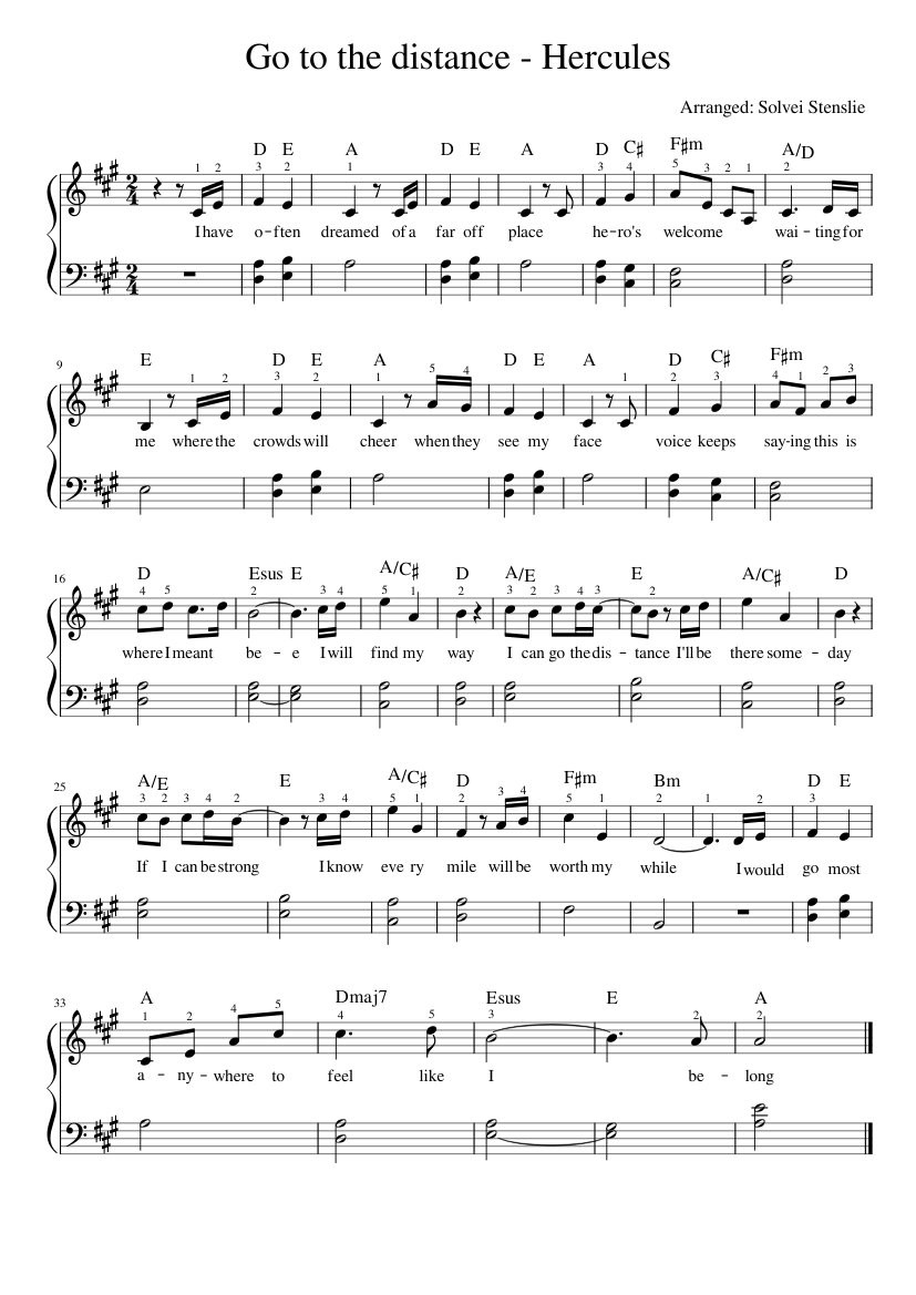 Go the Distance - Hercules (easy piano) Sheet music for Piano (Solo ...
