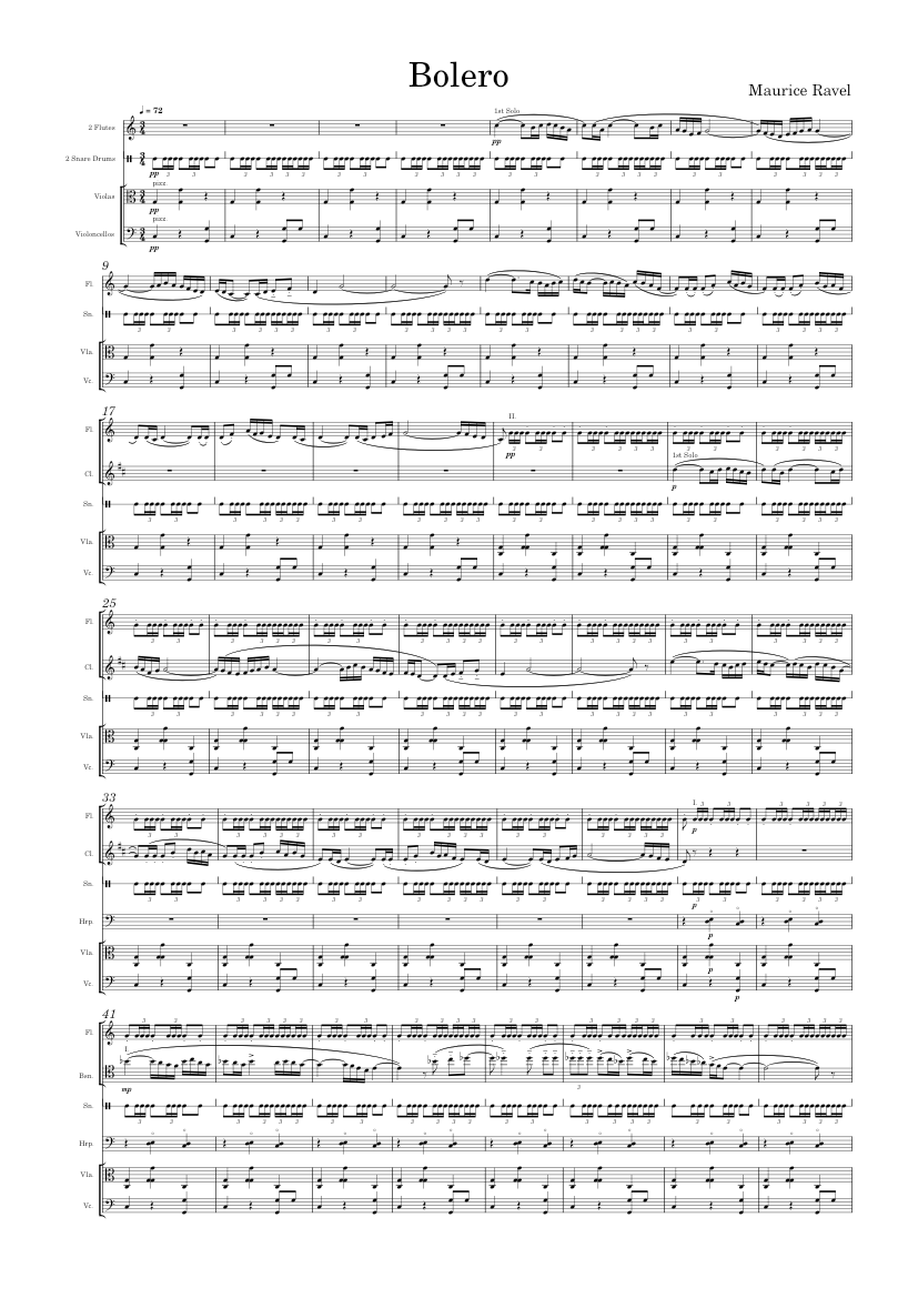 Boléro - Maurice Ravel Sheet music for Trombone, Tuba, Celesta, Flute ...