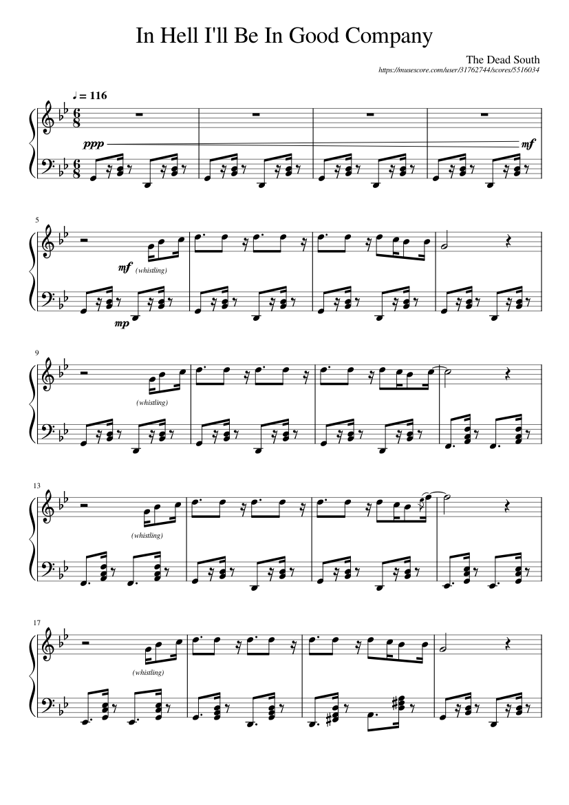 The Dead South - In Hell I'll Be In Good Company - piano tutorial