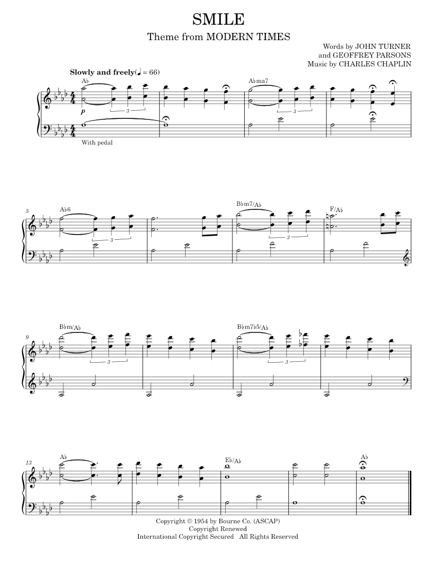 Play Official version of Smile Sheet Music by Jon Batiste, Nat King ...