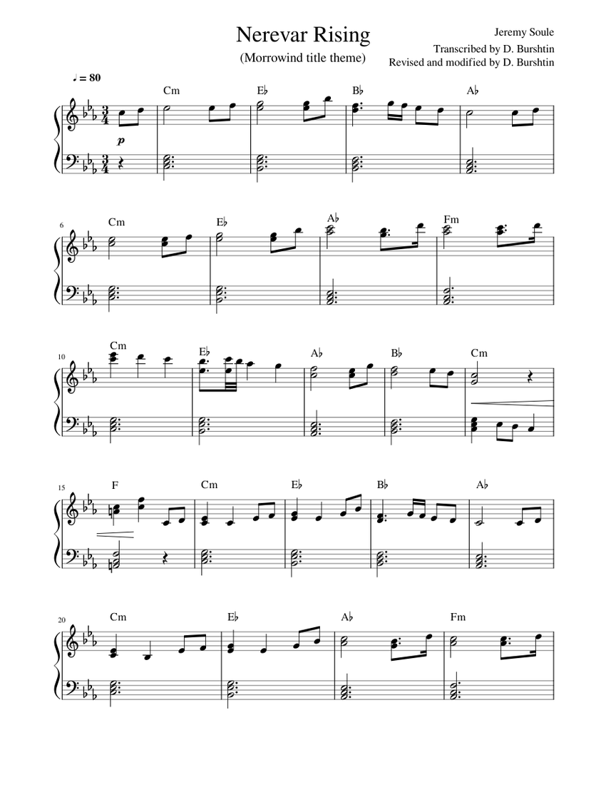 Nerevar Rising (Revised Transcription) Sheet music for Piano (Solo ...