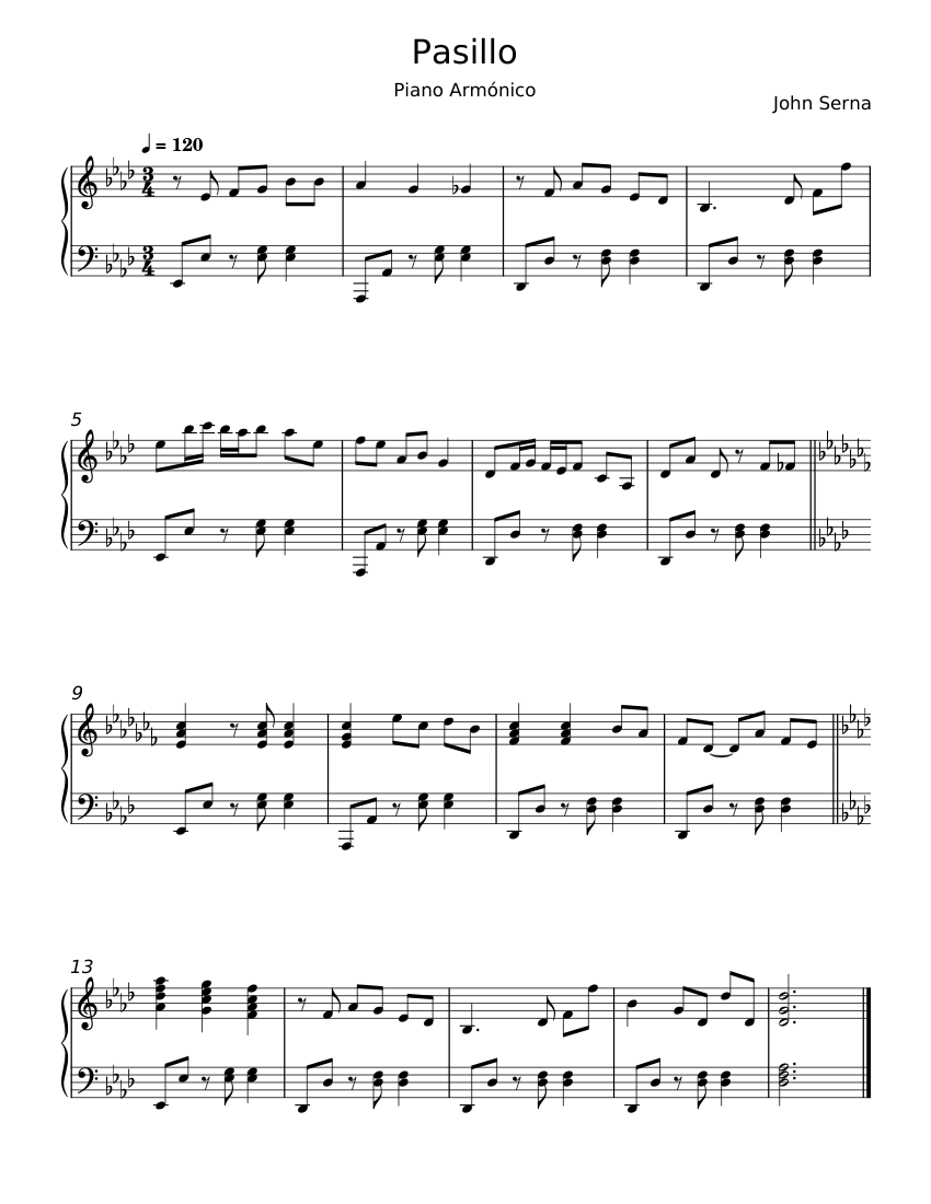 Pasillo – John Serna Sheet music for Piano (Piano Duo) | Musescore.com