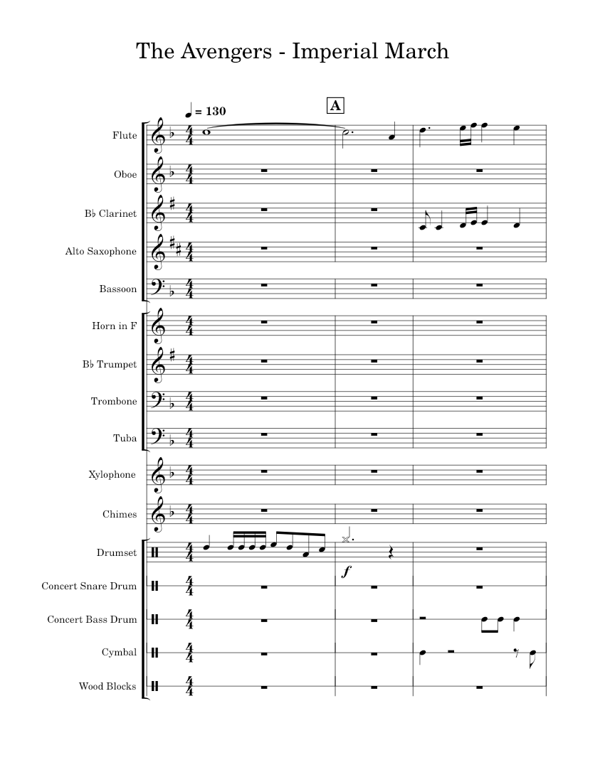 The Avengers - Imperial March Sheet Music for Trombone, Tuba, Flute ...