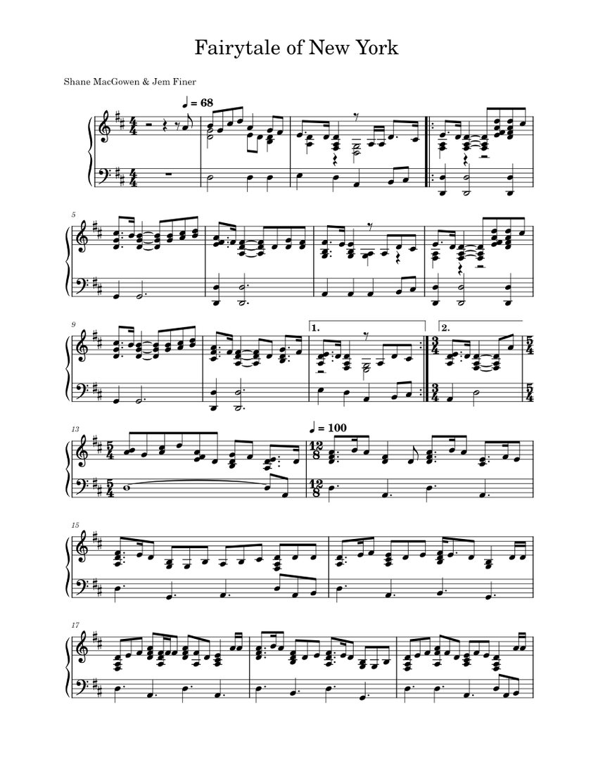 Fairytale of New York Sheet music for Piano (Solo) | Musescore.com
