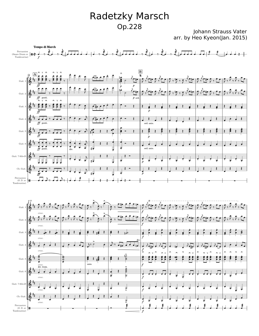 Radetzky-Marsch, Op.228 - Johann Strauss Sr. Sheet music for Piano ...