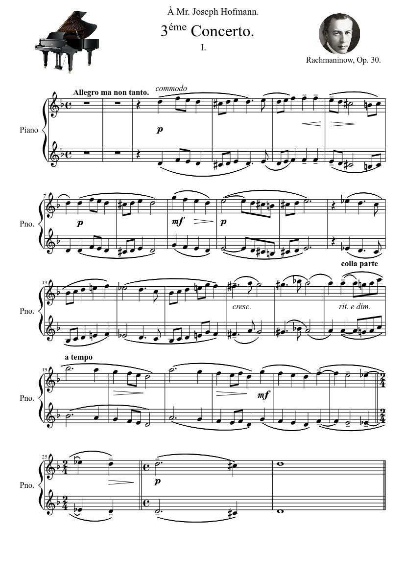 Piano concerto 3 Rachmaninov Sheet Music for Piano (Solo) | MuseScore.com