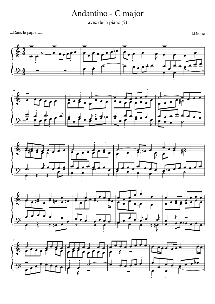 Andantino-C major Sheet music for Piano (Solo) | Musescore.com