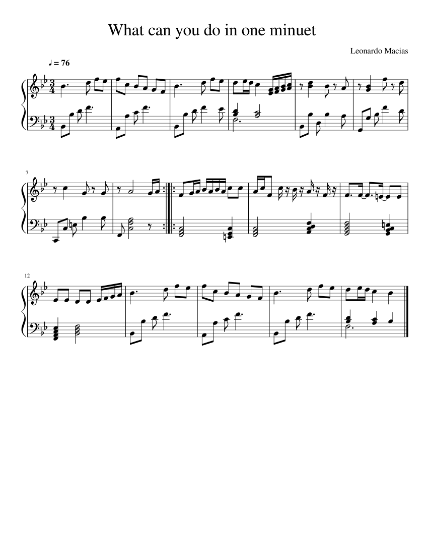 What Can You Do In One Minuet Sheet Music For Piano Solo Musescore What Can You Do In One Minuet Sheet Music For Piano Solo Musescore