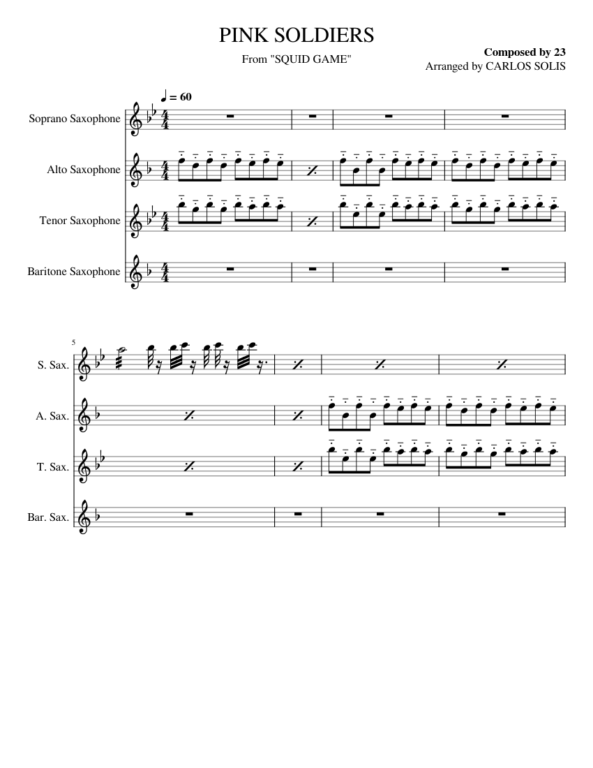 PINK SOLDIERS (SQUID GAME) by CARLIT0CHURRIT0 Sheet music for Saxophone ...