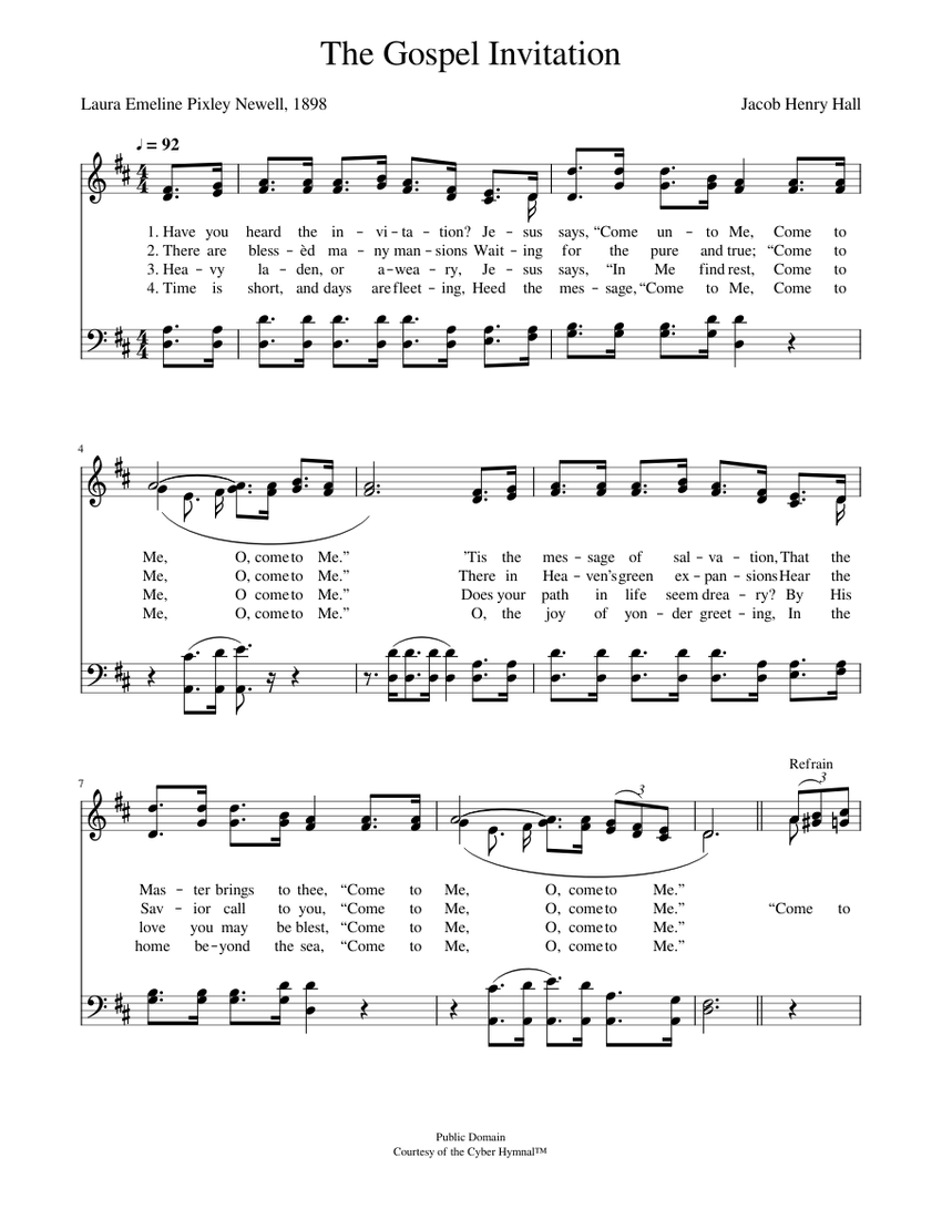 The gospel invitation - Jacob H. Hall Sheet music for Piano (Piano Duo ...