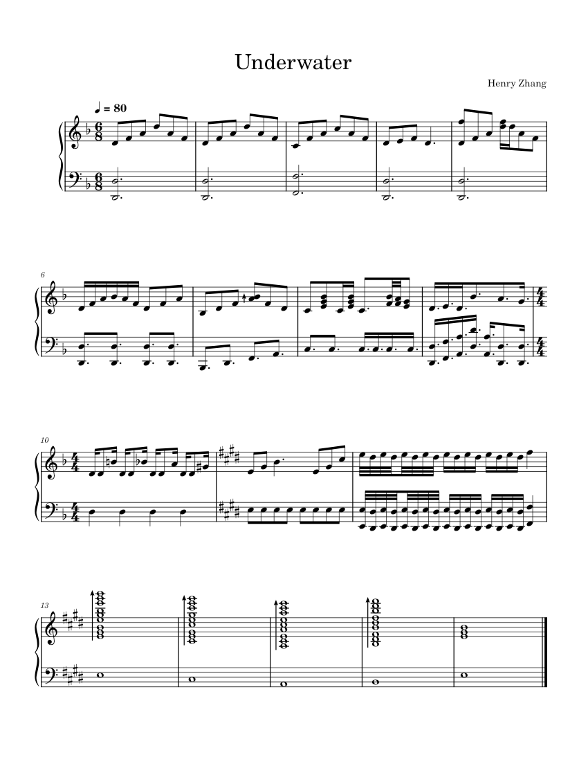 Underwater Sheet music for Piano (Solo) | Musescore.com