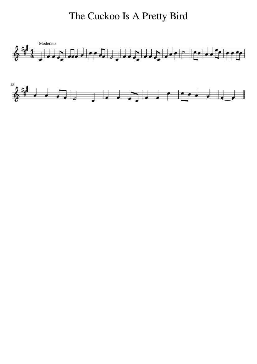 The Cuckoo Is A Pretty Bird Sheet music for Piano (Solo) Easy ...