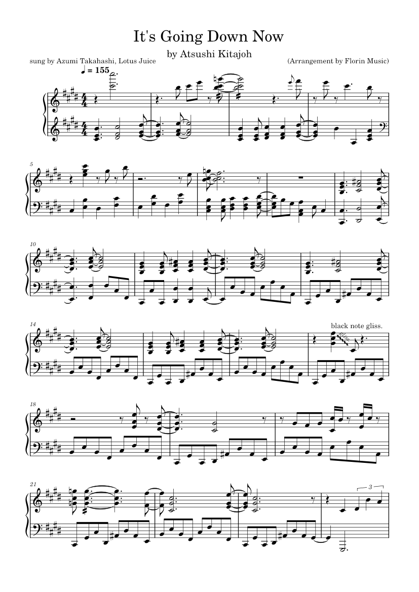It's Going Down Now – Atsushi Kitajoh Sheet Music for Piano (Solo) | MuseScore.com